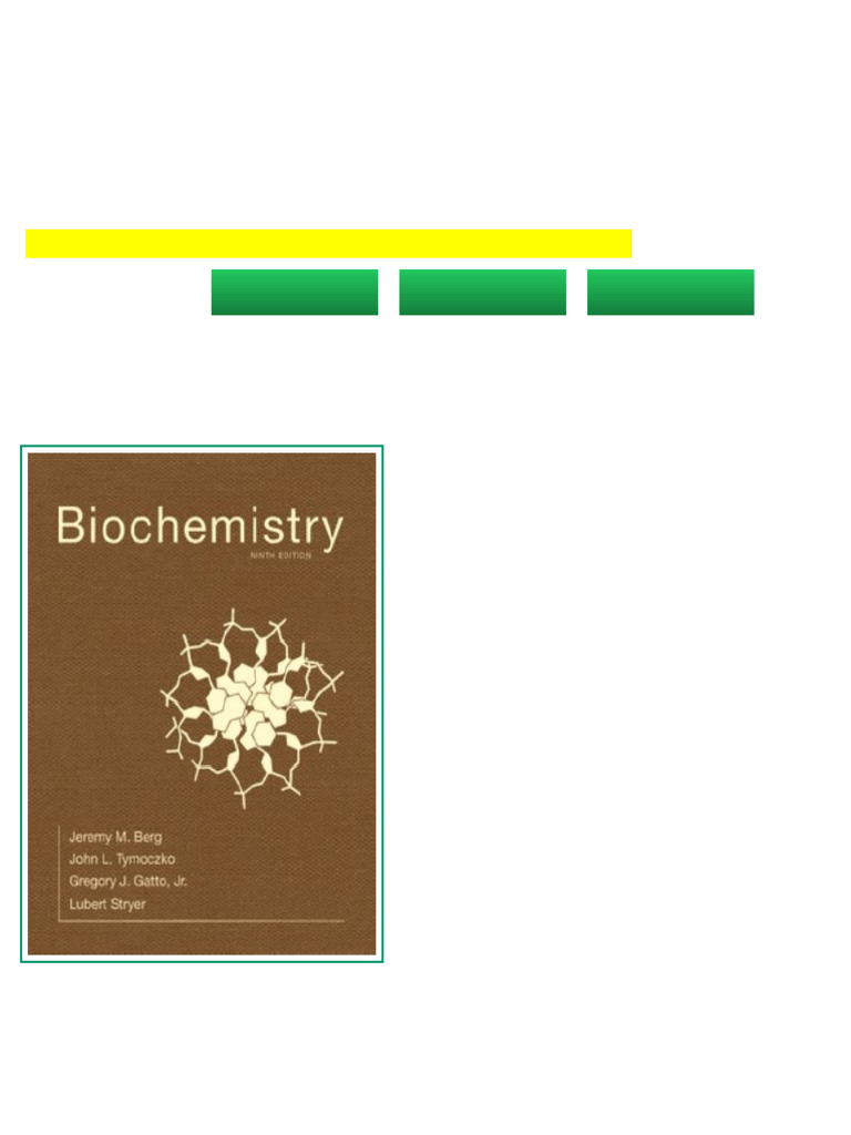 Test Bank for Biochemistry 9th Edition by Lubert Stryer, Jeremy Berg ...