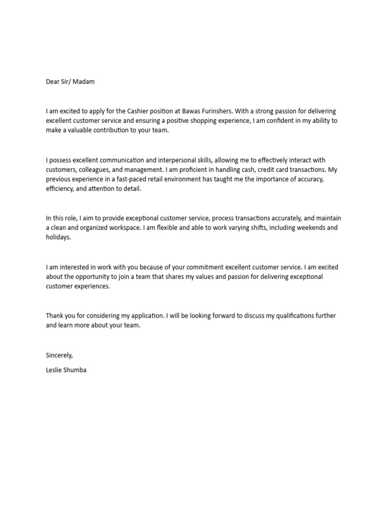Leslie Cover Letter | PDF