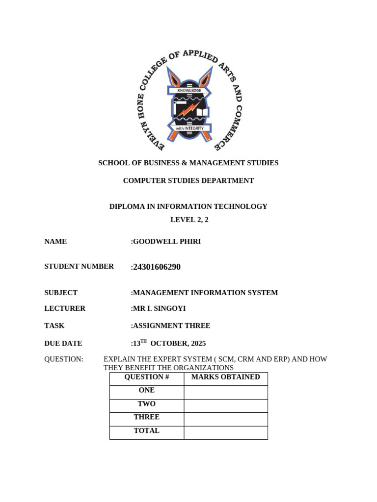 Erp SCM CRM Cover Page | PDF
