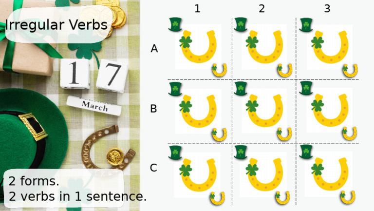 ST Patrick TIC TAC TOE Irregular Verbs | PDF