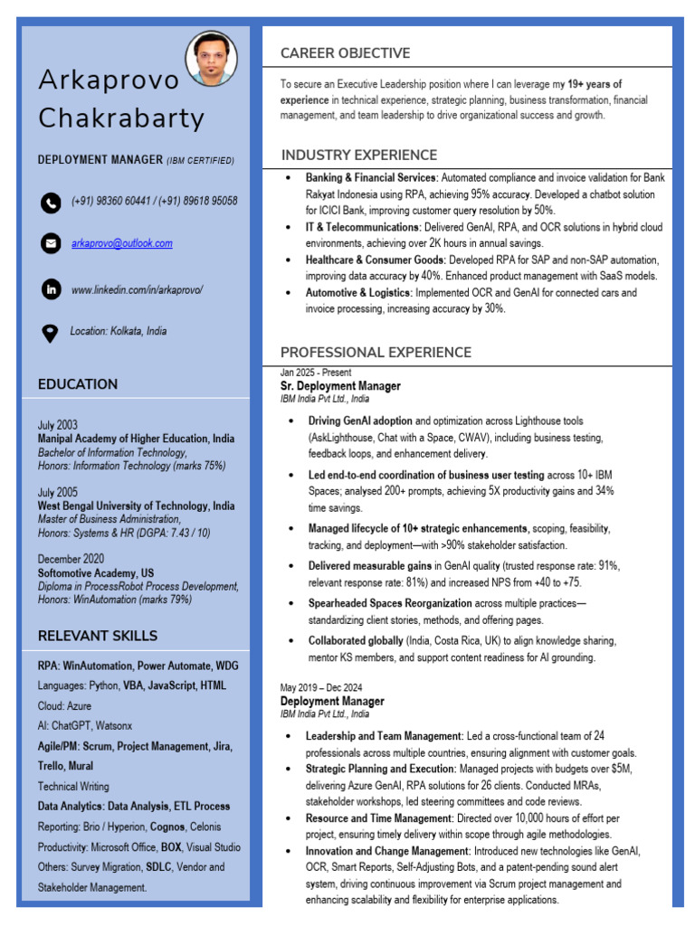 IBM Certified Deployment Manager Resume | PDF | Cloud Computing | Agile ...