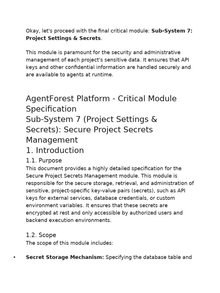 Project Settings & Secrets Sub-System Doc 2 | PDF | Encryption | Databases