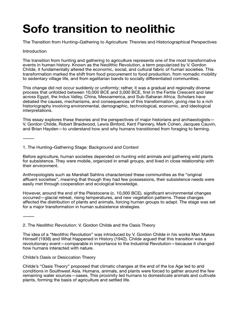 Sofo Transition To Neolithic | PDF | Agriculture | Neolithic