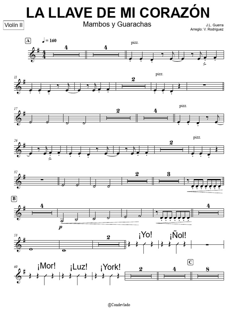 La Llave de Mi Corazón - Violín II | PDF