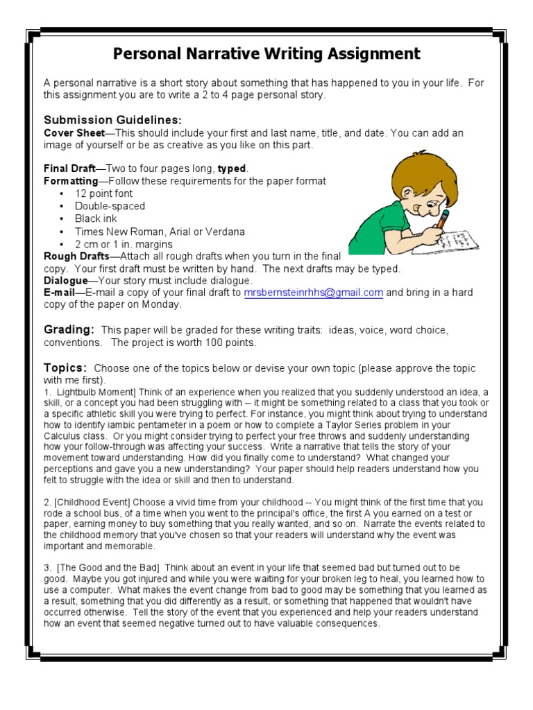 Personal Narrative Writing Assignment | Download Free PDF | Narrative