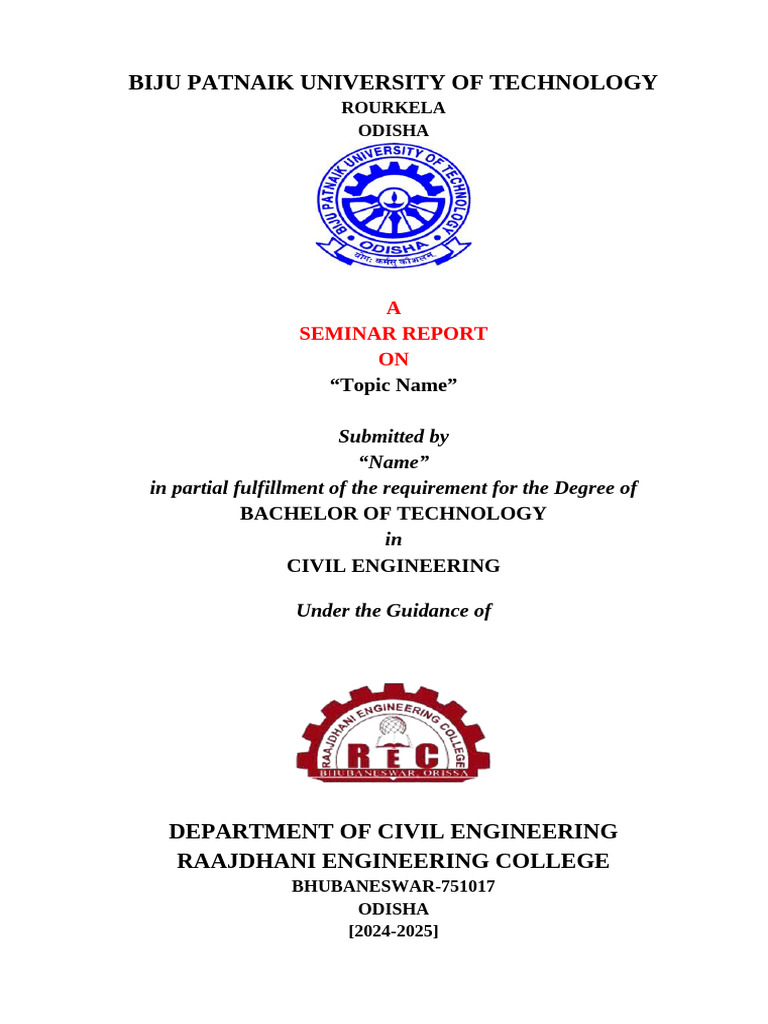 Seminar Report on Civil Engineering Topic | PDF