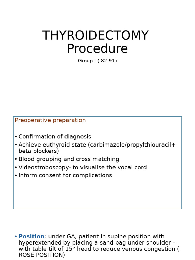 Thyroidectomy Procedure Overview | PDF