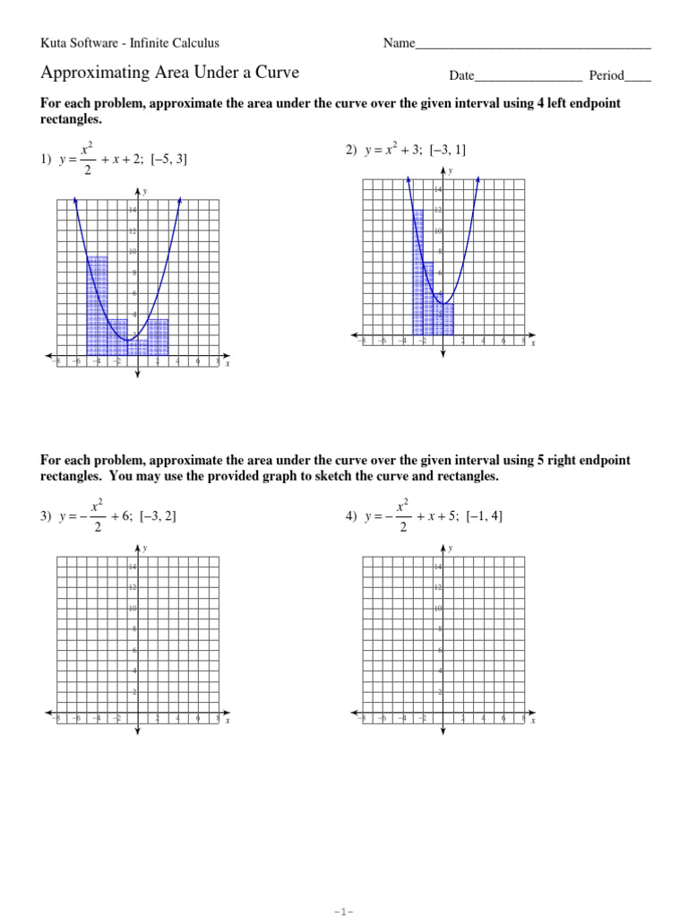 Area Under Curve Calculation Worksheet | PDF | Integral | Area