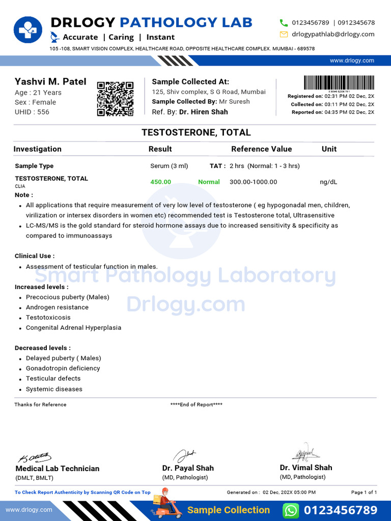 Testosterone Test Report Summary | PDF | Medical Specialties ...