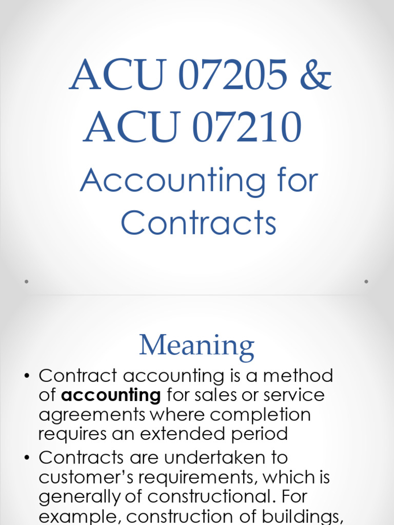 Contract Accounting for Construction Projects | PDF | Debits And ...
