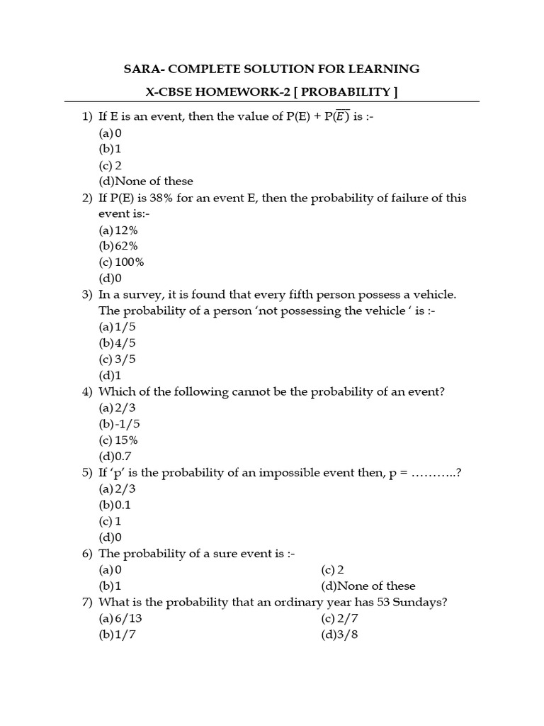 Homework 2 Probability | PDF | Probability | Probability And Statistics