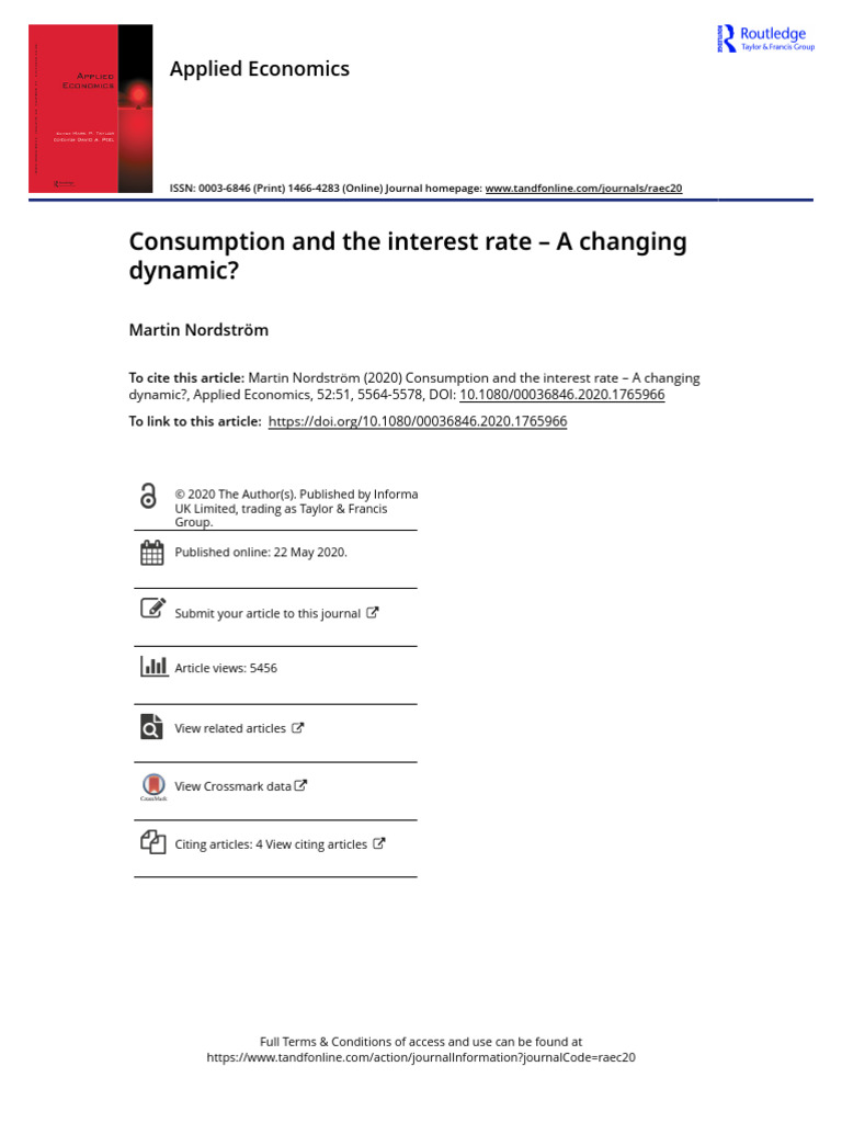 Consumption Growth and Interest Rates Dynamics | PDF | Vector ...