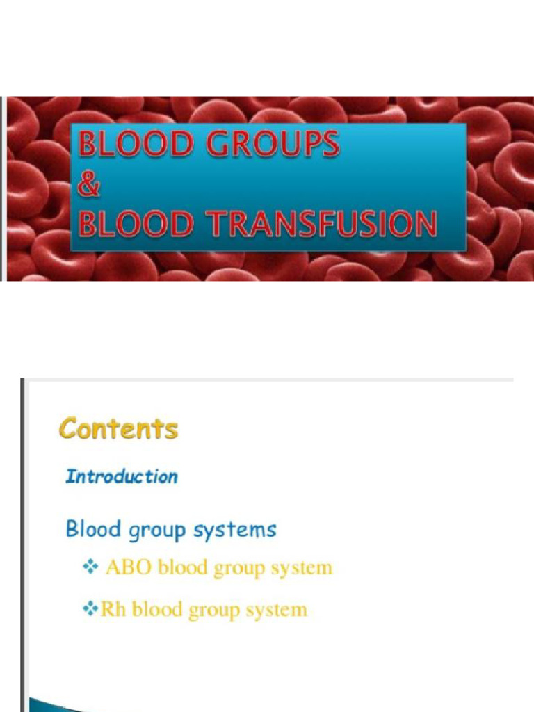 Blood Transfusion & Blood Grouping | PDF
