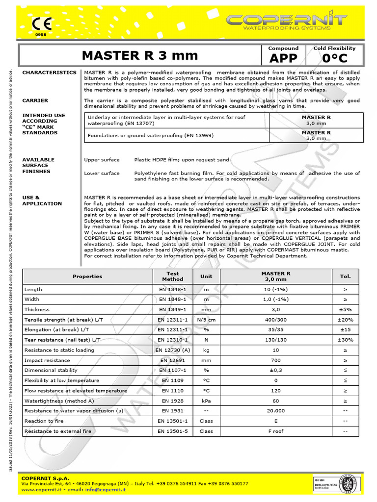 MASTER R 3 MM - Rev20230116 | PDF | Adhesive | Roof