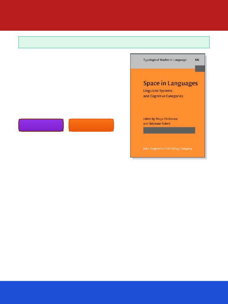 Space in Languages Linguistic Systems and Cognitive Categories 1st ...