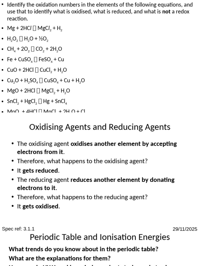 L1 Periodic Table and Ionisation Energies Used 1 | PDF | Atomic Nucleus ...