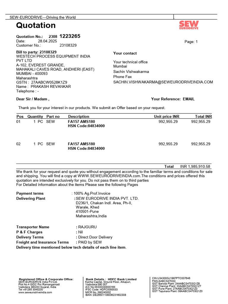 Quotation 1223265 | PDF | Liability Insurance | Indemnity