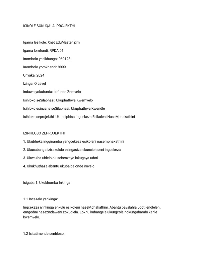 Isikole Sokuqal | PDF