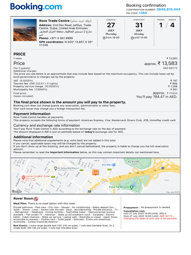 Booking #3846815444 | PDF | Payments | Identity Document