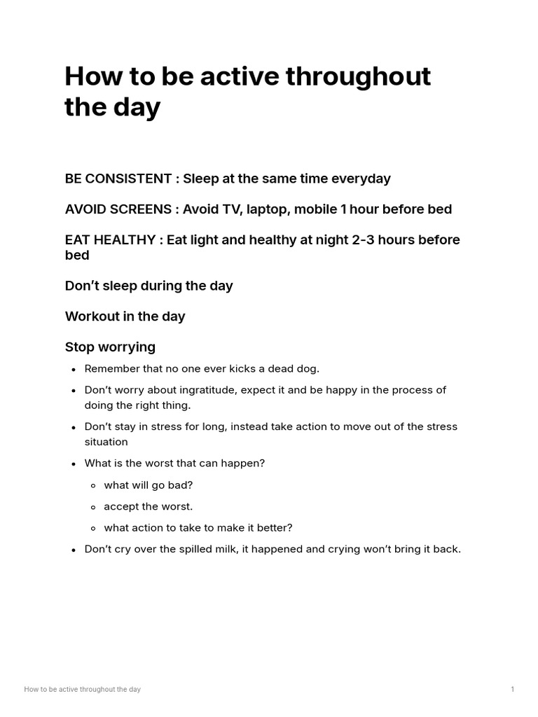 How To Be Active All Day | PDF
