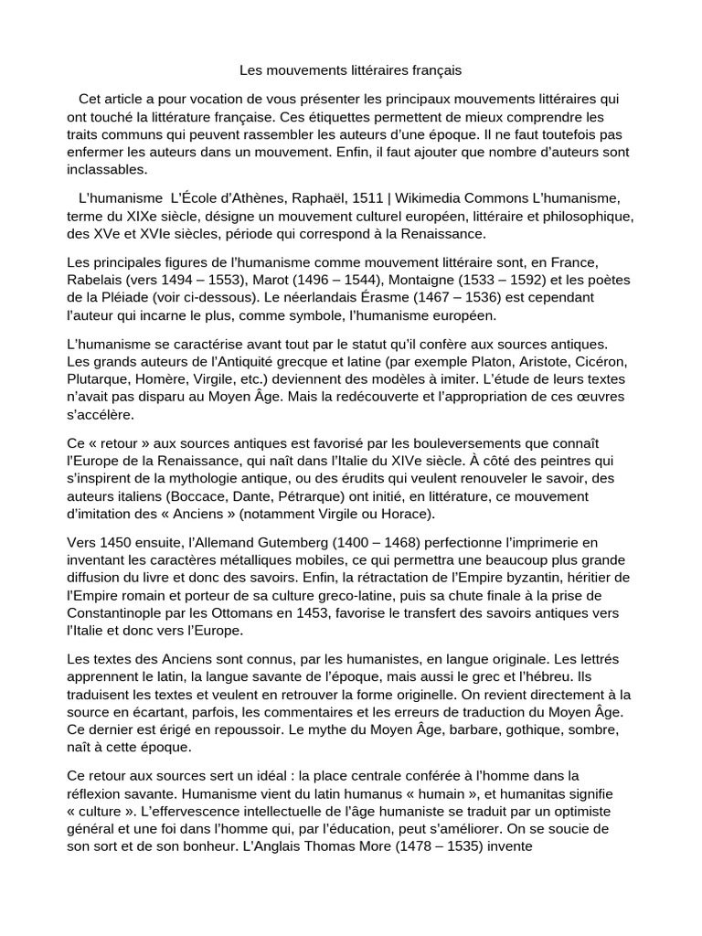 Mouvements littéraires français expliqués | PDF | Surréalisme ...