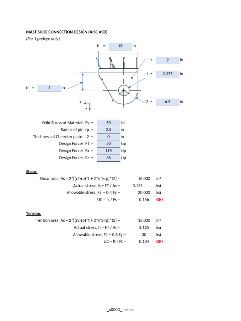 PADEYE Mast Shoe Aisc Asd | PDF | Mechanics | Structural Engineering