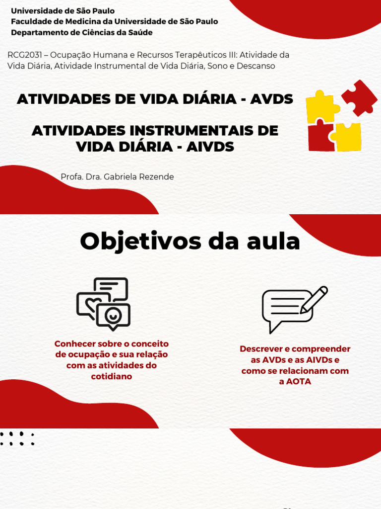 AVDs e AIVDs: Conceitos e Importância | PDF | Família | Comunicação
