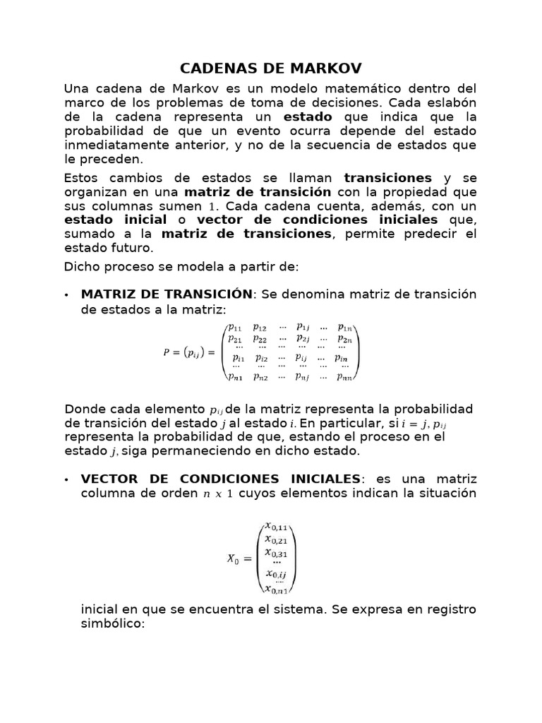 Predicción de Transporte con Cadenas de Markov | PDF | Transporte ...