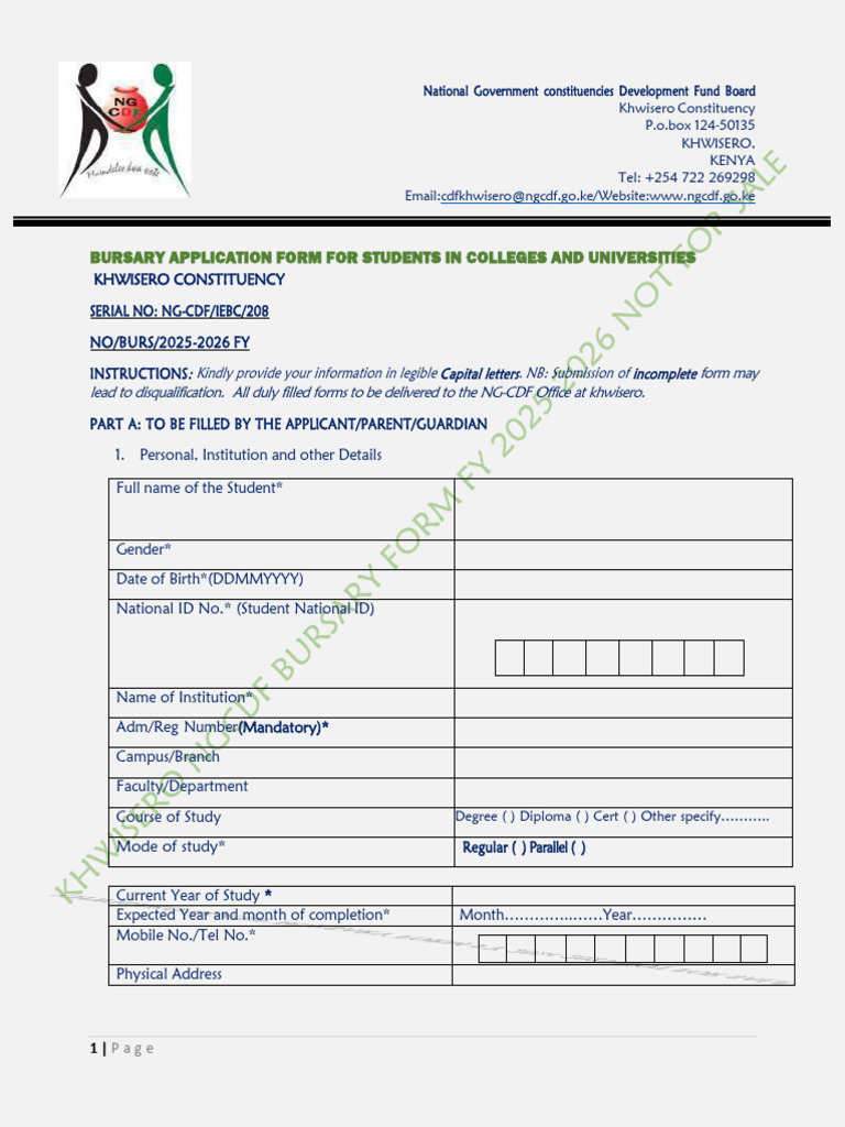 Bursary Form 2025 2026 Tertiary Compressed | PDF