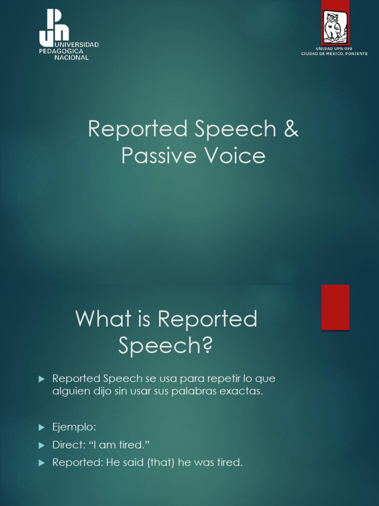 Reported Speech and Passive Voice | PDF