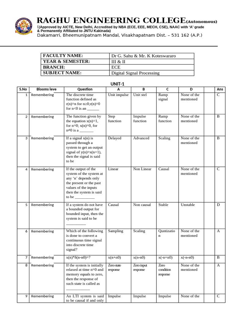 DSP Mid 1 Final MCQ 2022-23 | PDF | Electronics | Computer Engineering