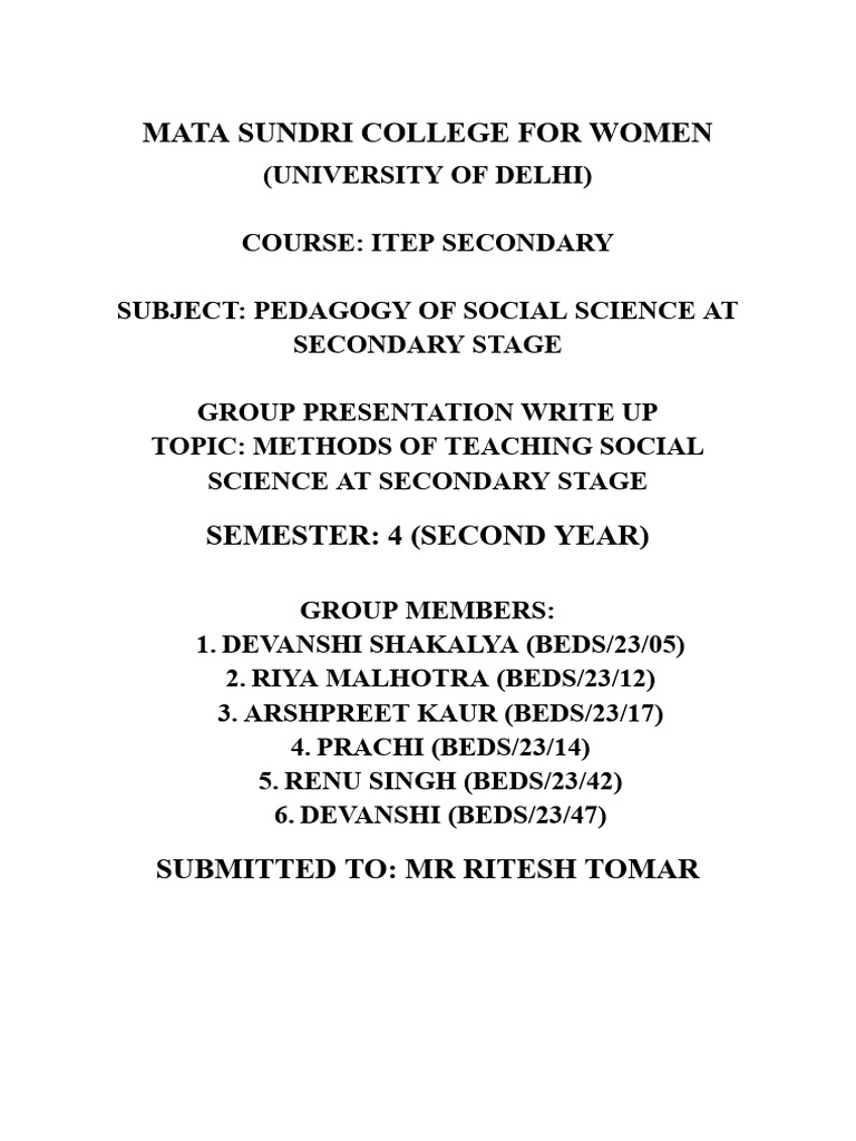 Teaching Methods for Social Science | PDF | Cognition | Liberal Arts ...