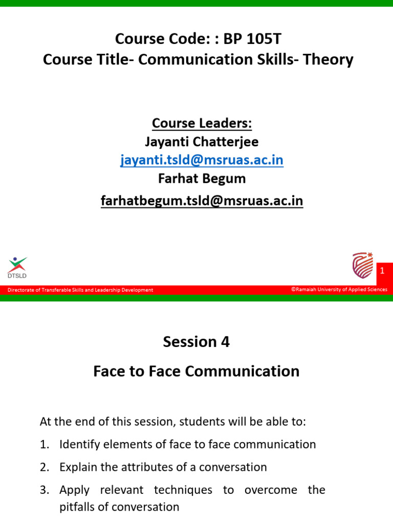 BP105T SS 4 - Face To Face Communication (Shan) | PDF | Communication ...