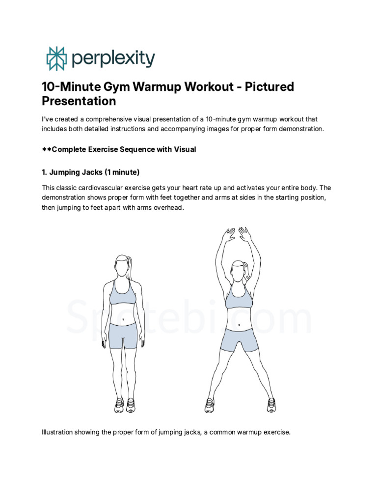 10-Minute Gym Warmup Workout - Pictured Presentati | PDF | Shoulder | Hip