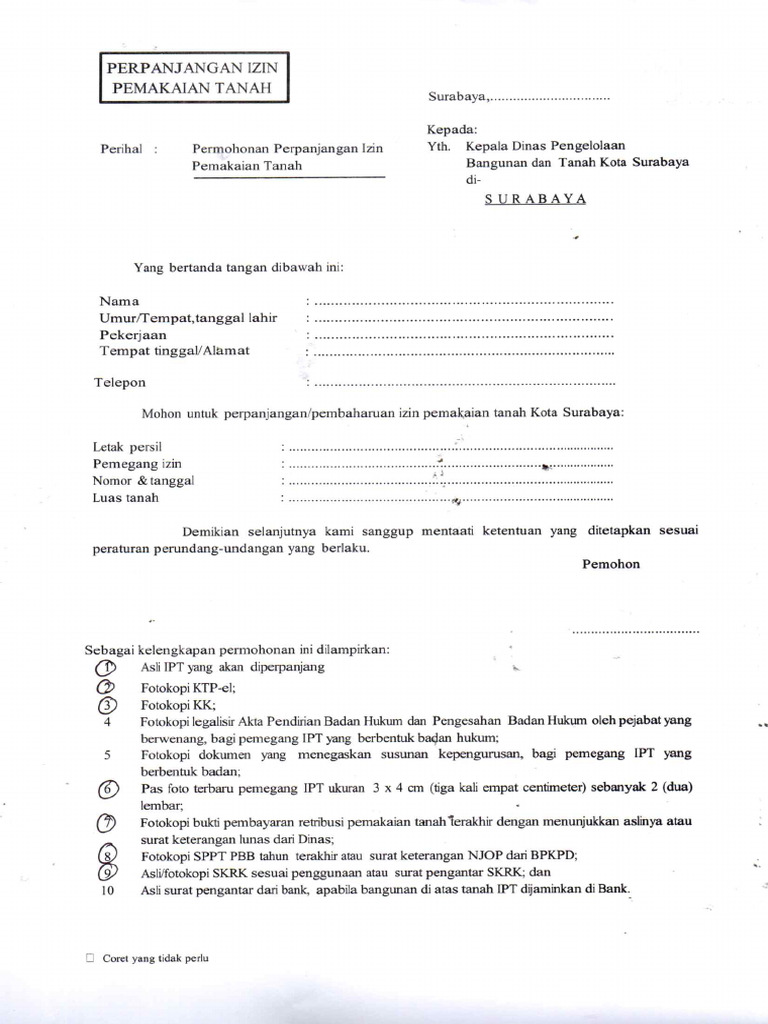 Blanko Perpanjangan Sipt | PDF