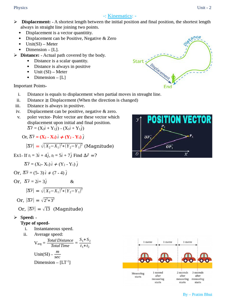 Kinematics: Displacement, Distance, Speed | PDF | Velocity | Euclidean ...