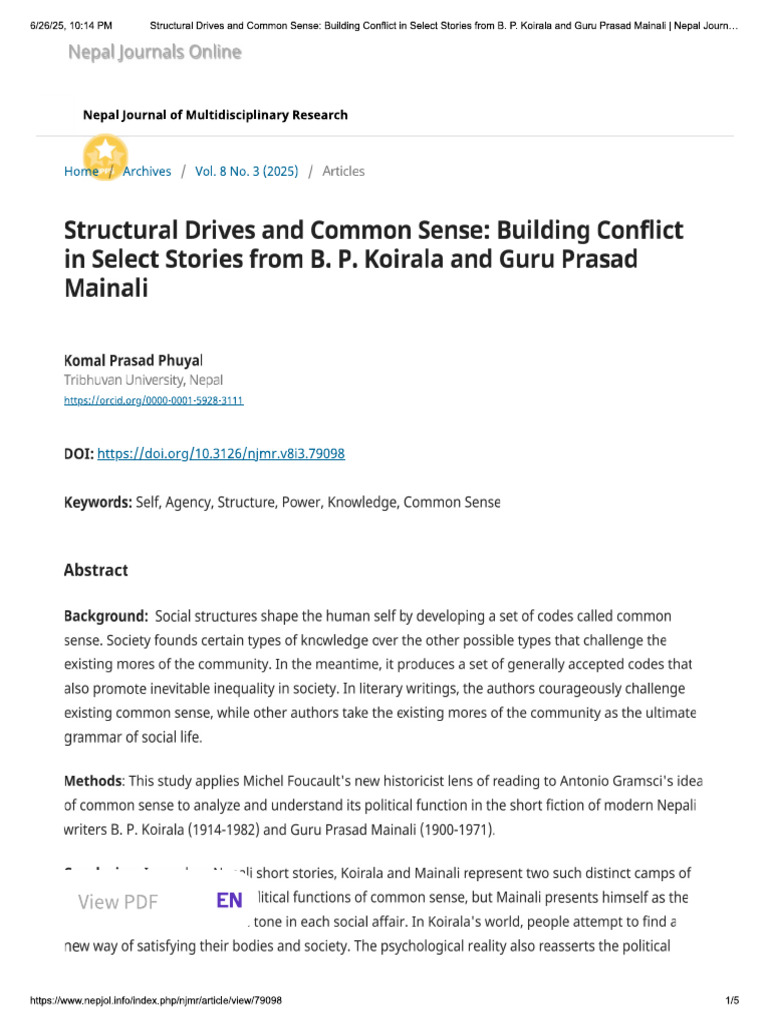 Structural Drives and Common Sense Building Conflict in Select Stories ...