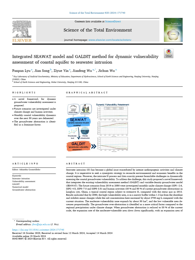 Panpan Lyu Integrated Seawat Model and Galdit Method | PDF ...