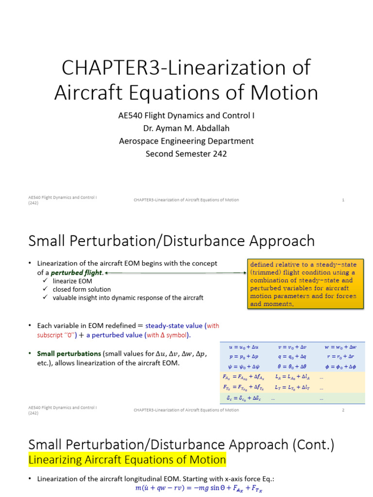 Aircraft Motion Equation Linearization | PDF | Mechanics | Classical ...