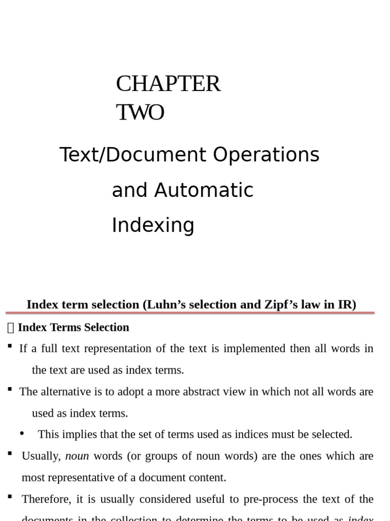 Text Operations and Indexing Techniques | PDF | Grammar | Linguistic ...