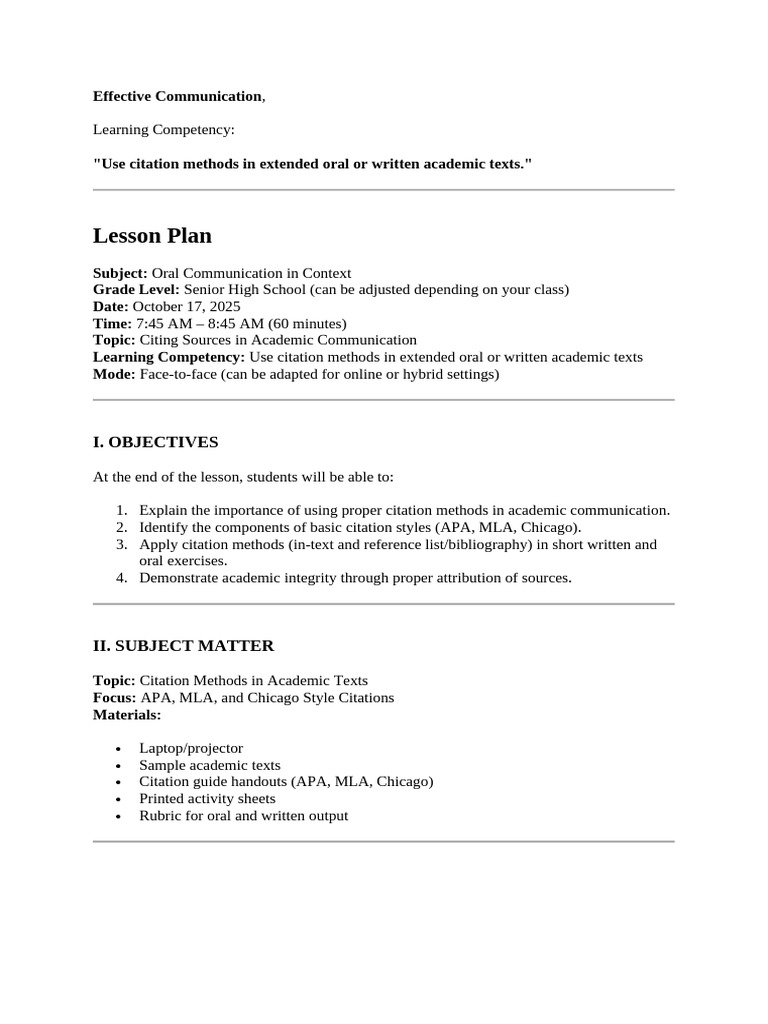 Citing Sources in Academic Communication | PDF | Citation | Apa Style
