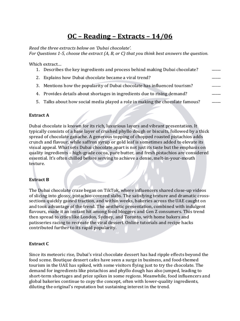 OC Reading 1406 | PDF | Chocolate | Desserts