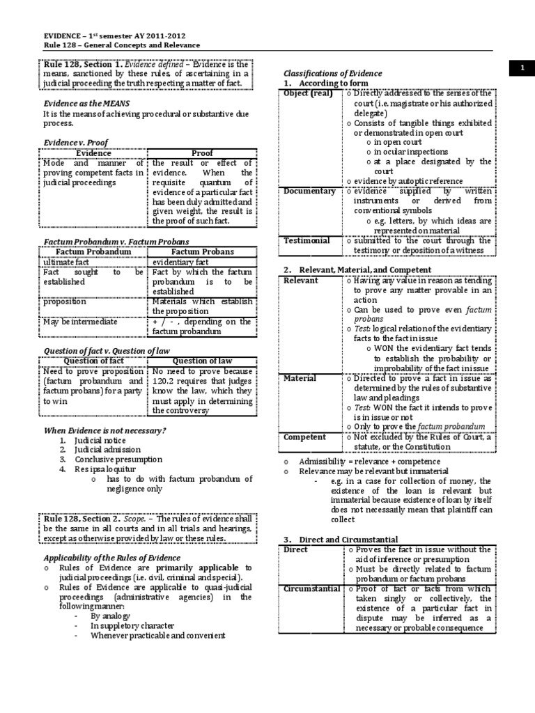 1 General Concepts and Relevance | PDF | Relevance (Law) | Evidence (Law)