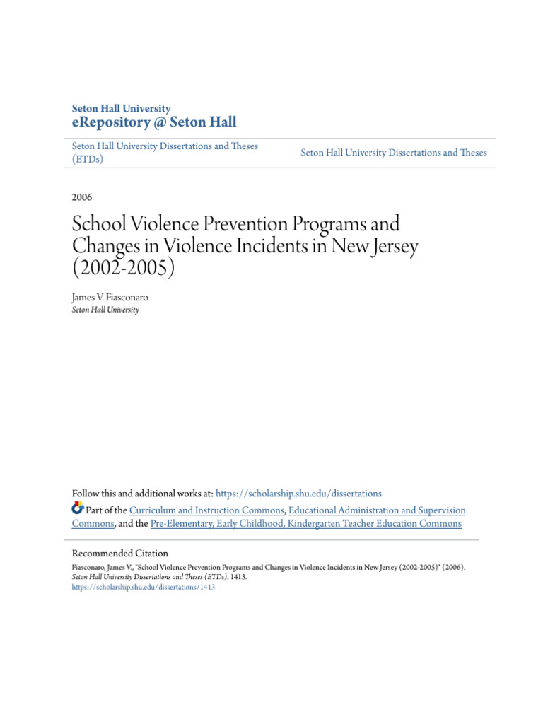 School Violence Prevention Programs and Changes in Violence Incid | PDF