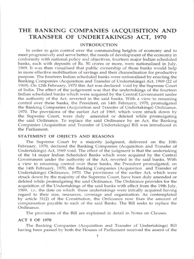 Banking Companies Act 1970 Overview | PDF | Public Law | Governance