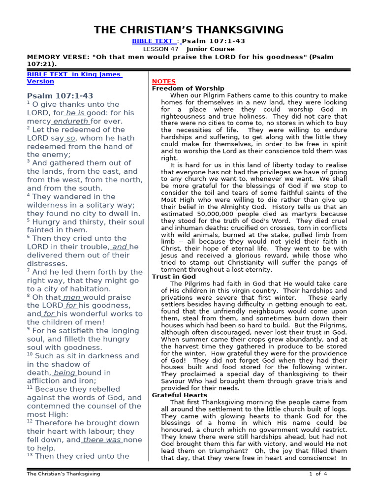 4 47j The Christian's Thanksgiving | PDF | David | Psalms