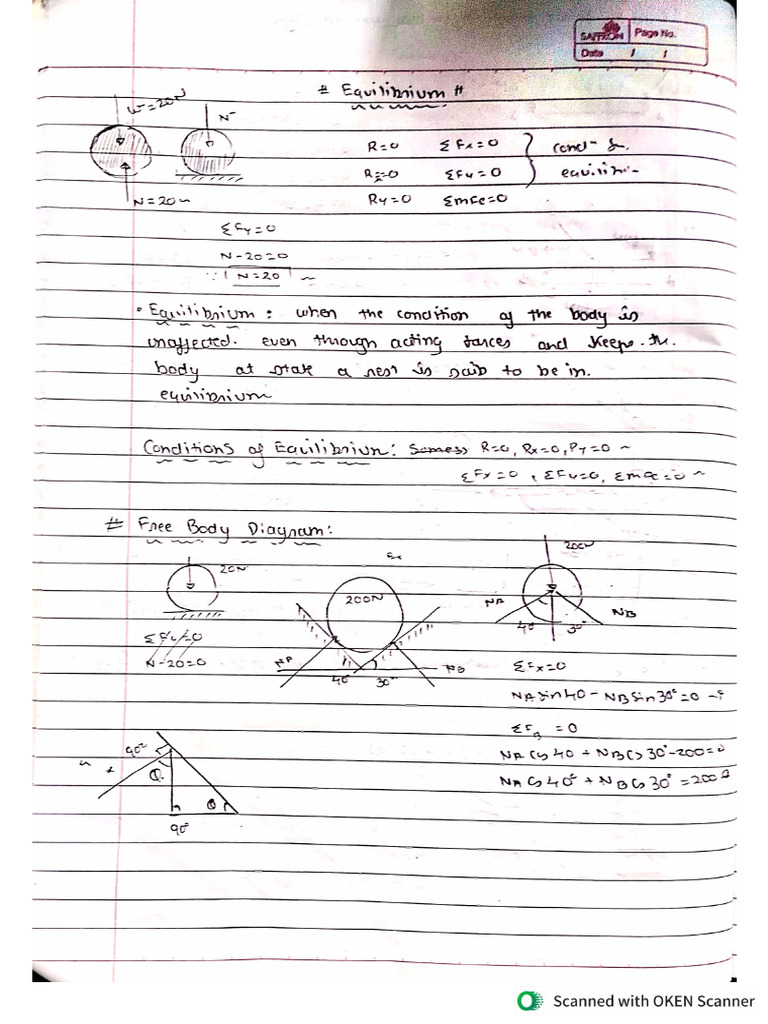 Mechanics Notes From Equilibrium Till End | PDF