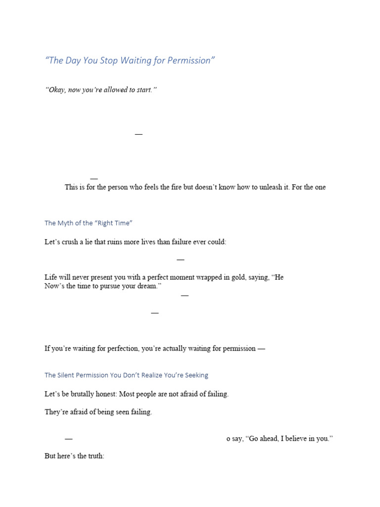 Stop Waiting for Permission to Act | PDF
