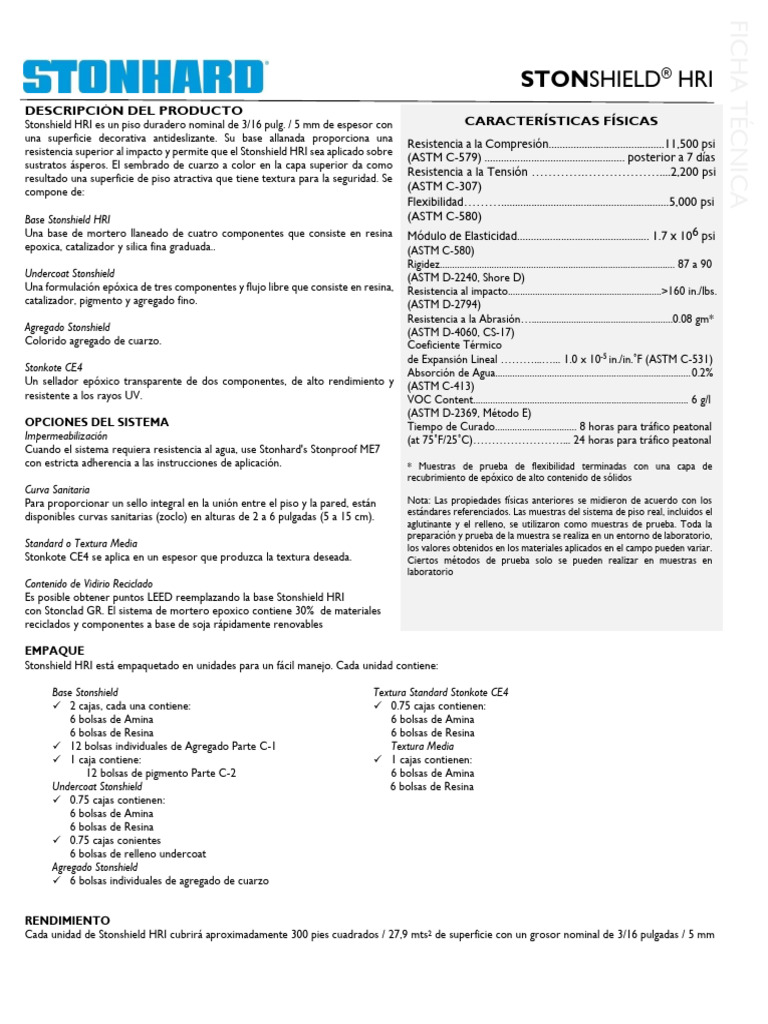 FT Stonshield Hri | PDF | Revestimiento | Materiales