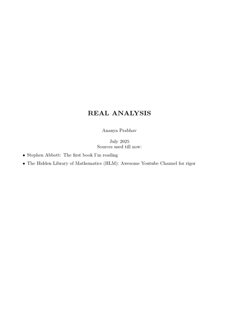Real Analysis | PDF | Set (Mathematics) | Real Number